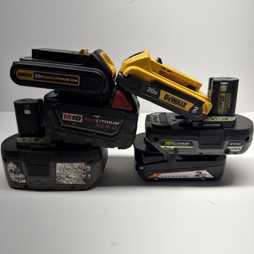 Lot 6 Mix Batteries Milwaukee, Dewalt , Ridgid , Ryobi ,Different Ah ...