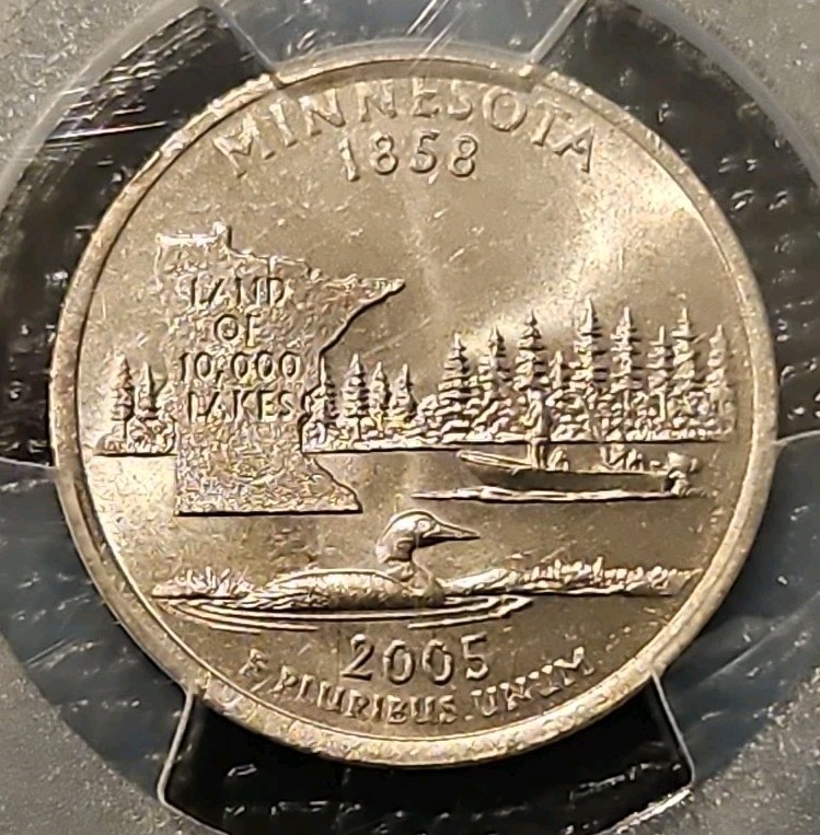 2005 P MINNESOTA STATE QUARTER MISSING CLAD LAYER PCGS MS63 25C MN ...