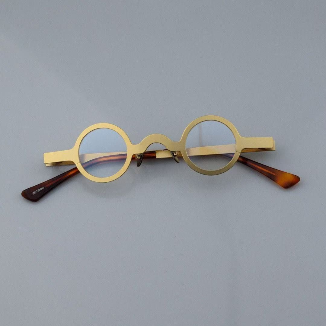 Retro Fashion Small Round Eyeglasses Frames Acetate Metal Men Women ...
