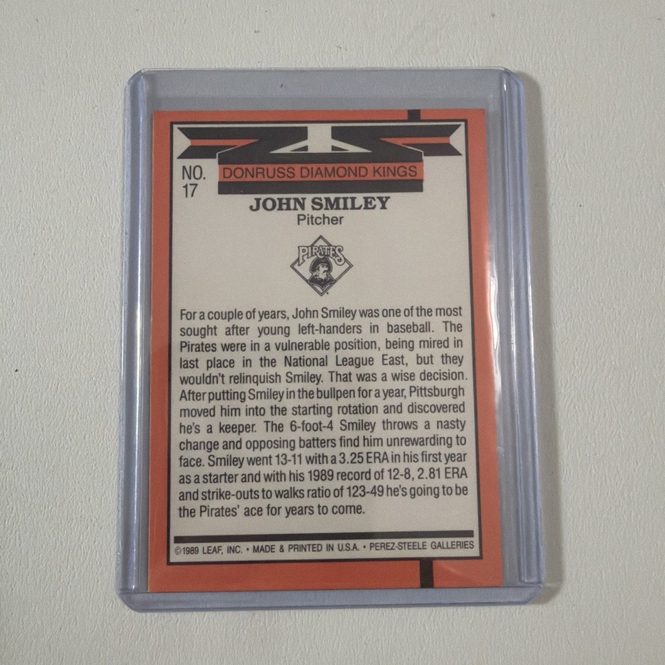 1990 DONRUSS John Smiley Card Diamond Kings #4 RARE “1989 ERROR IN BACK ...