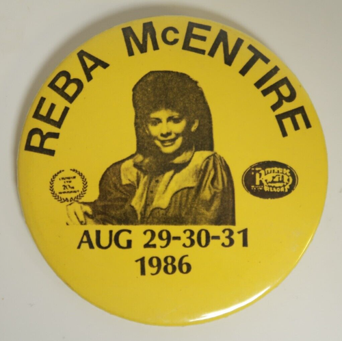 Reba McEntire 1986 August 29, 30, & 31st Yellow Button Badge Pinback ...