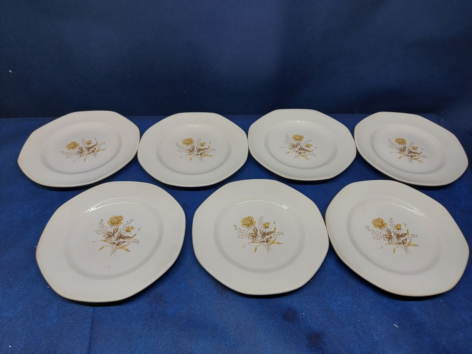 Vintage Sabin China American Ironstone Yellow Rose Set/7 Salad Plates ...