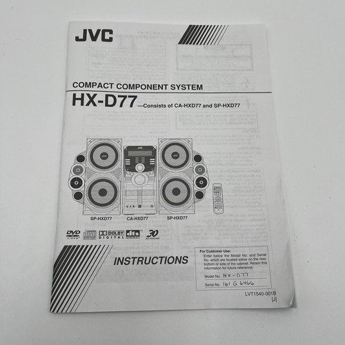 JVC HX-D77 Original Owners Manual Free Shipping | eBay