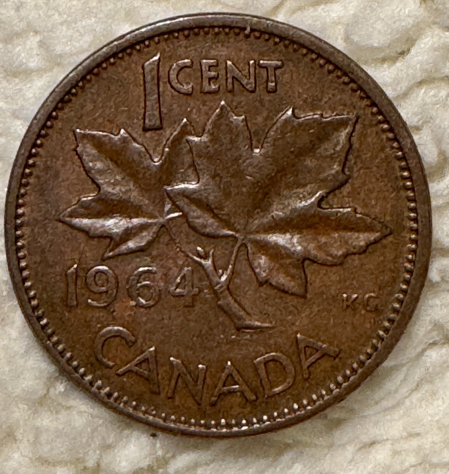 1964 QUEEN ELIZABETH II DEI GRATIA REGINA ONE CENT CANADA COIN GOOD ...