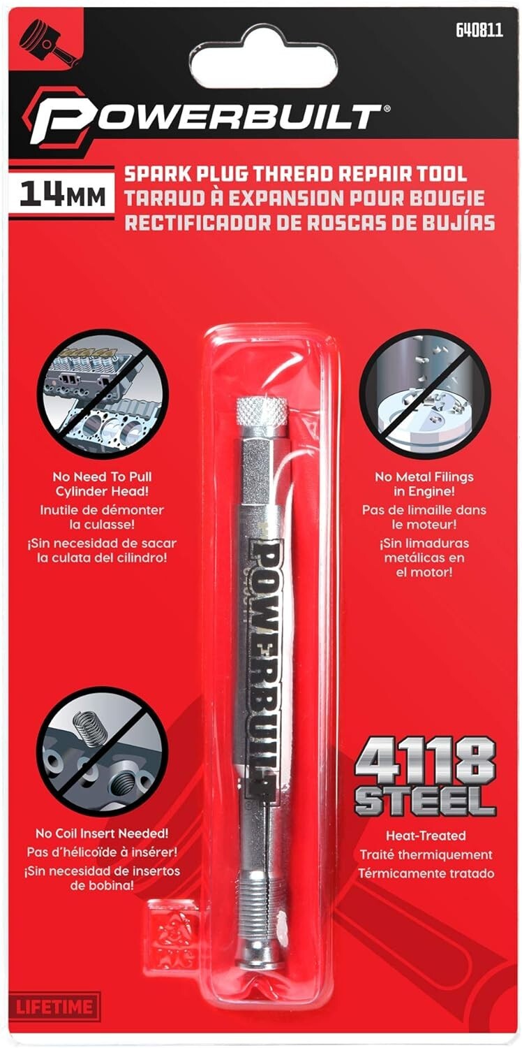 Powerbuilt 14mm Back-Tap Thread Repair Tool Silver Collapsible Durable ...