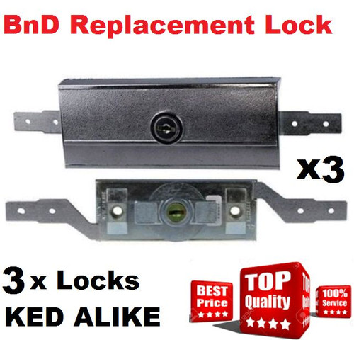 3 x Replacement B&D Garage ROLLER DOOR LOCK Set Complete+ Faceplate BnD ...