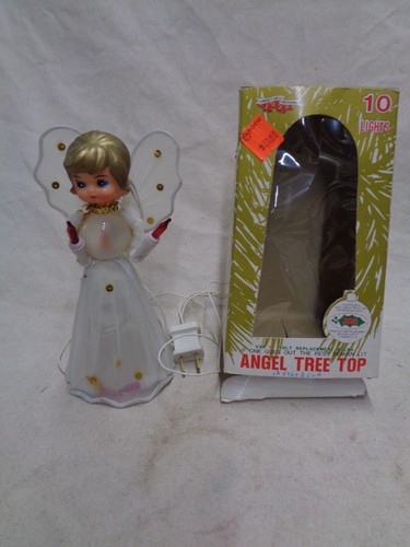 Gaudy Tacky working blinking Christmas Tree Topper ANGEL 1970s 1980s in ...