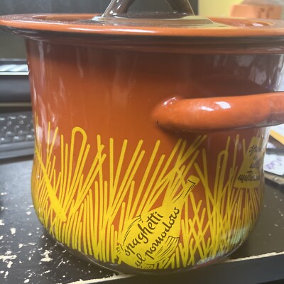 Vintage Orange Enamel Spaghetti Pasta Pot | eBay