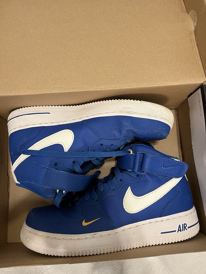 Size 7.5 - Nike Air Force 1 '07 LV8 Mid 40th Anniversary - Blue GOLD ...