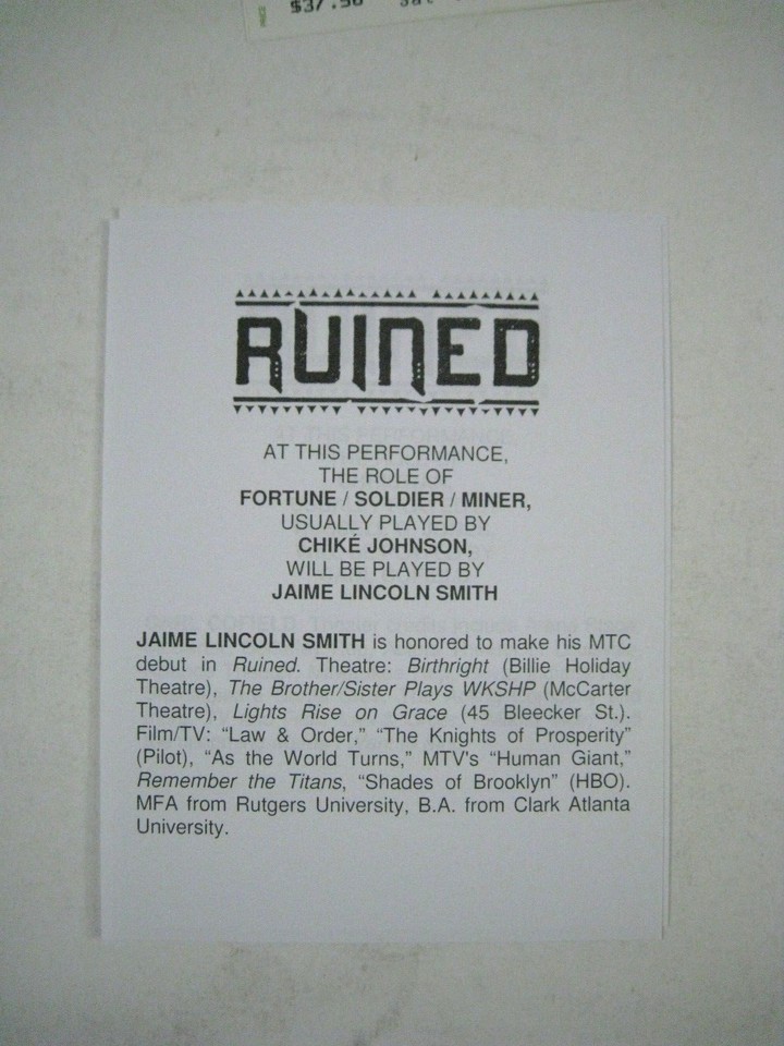 Ruined Playbill 2009 Manhattan Theatre Ticket Carl Cofield Jamie ...