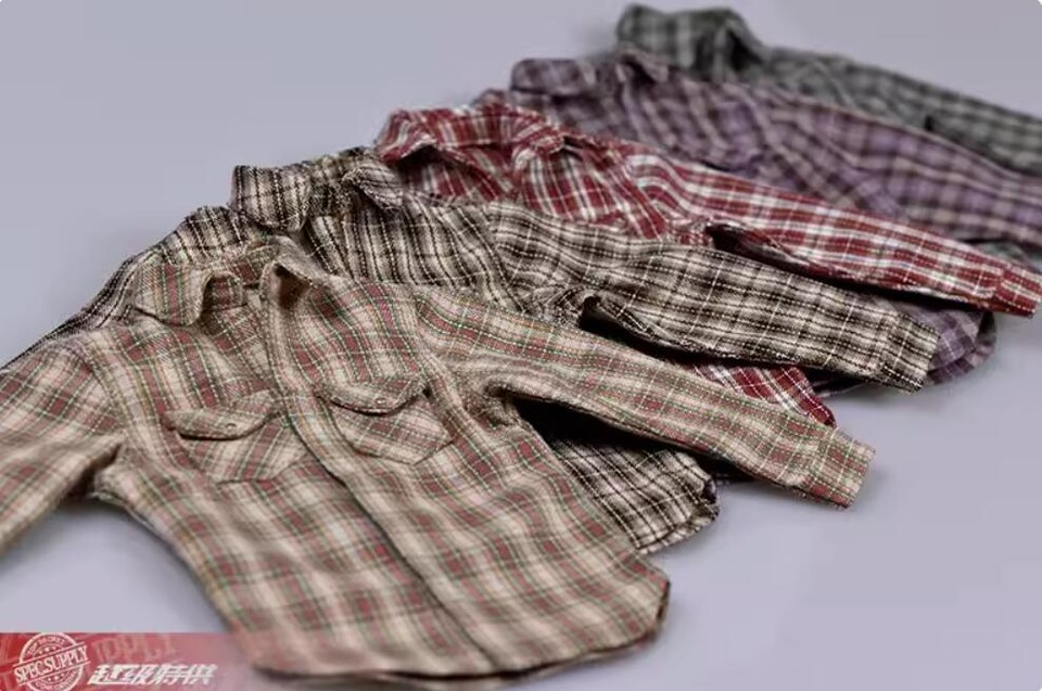 Oversize 1/6 plaid shirt for 12" figure strong body Phicen worldbox ...
