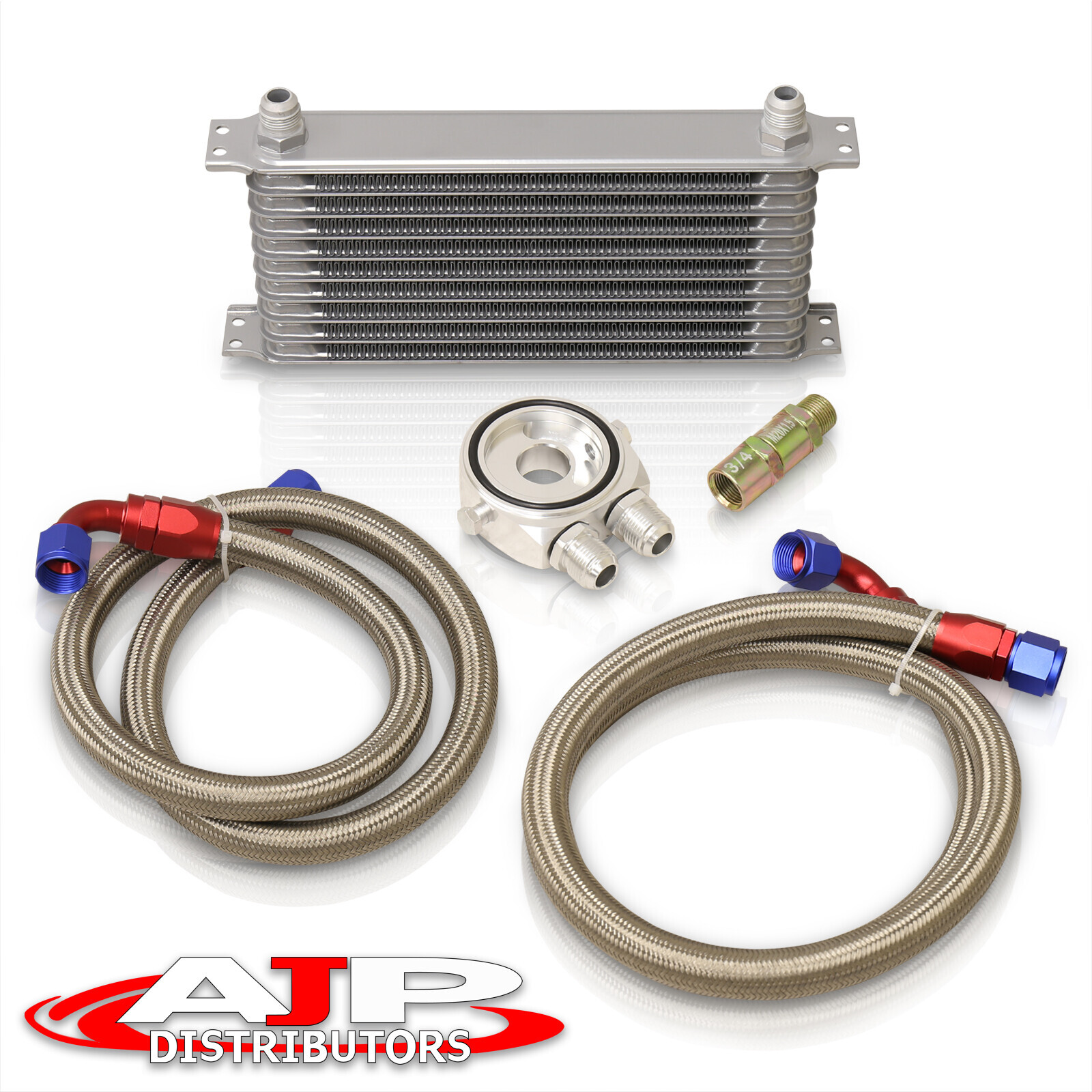 9-Row AN10 Universal Engine Transmission Oil Cooler Radiator + Braid ...