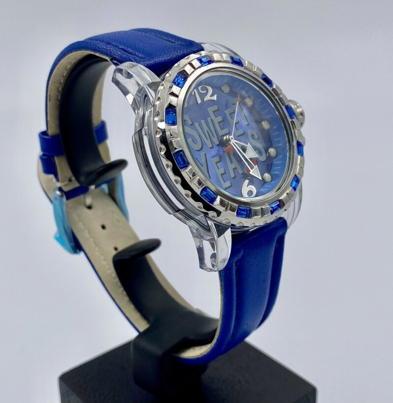 Sweet Year Blue Love Gift Idea Watches with Rhinestones Genuine Leather ...