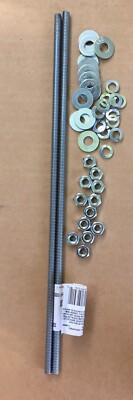 (2) 1/4”-20 x 12” Zinc Plated All Thread W/ Nuts,washers,lock washers ...