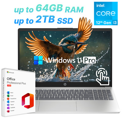 2024 HP Laptop Computer 15.6 Touch 6-Core Intel i3 Upto 64GB RAM 2TB SSD WinPro | eBay