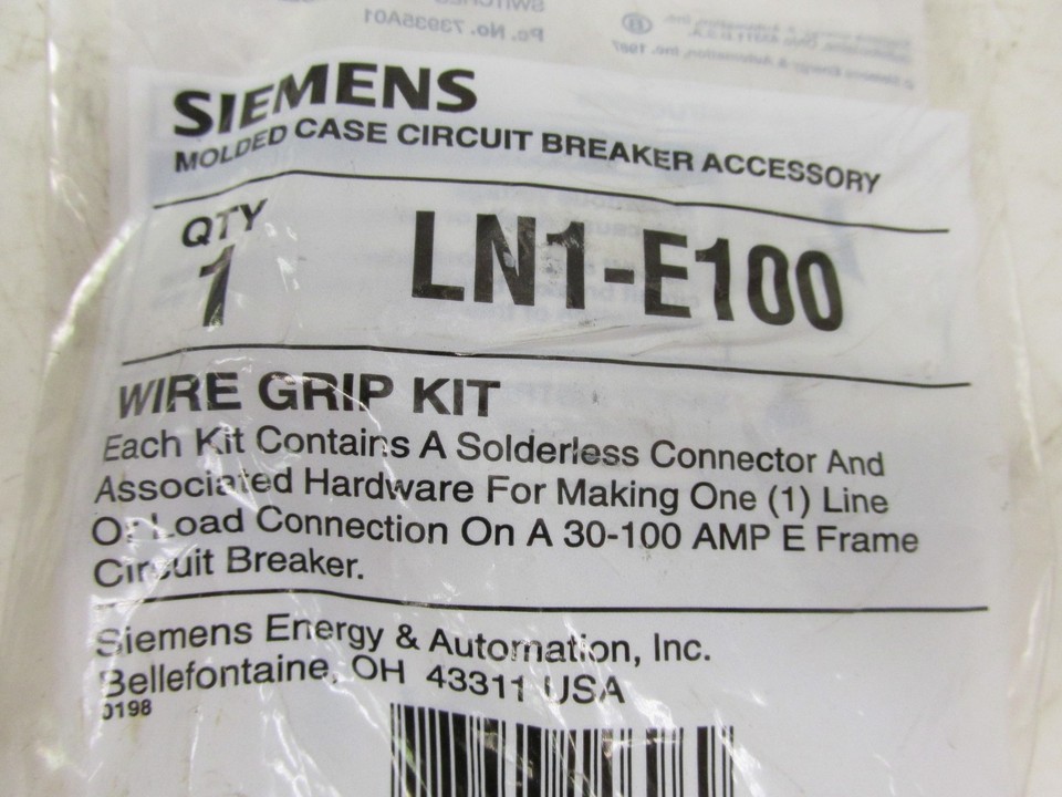New Siemens LN1-E100 Molded Case Circuit Breaker Accessory lot of 3 Pcs ...