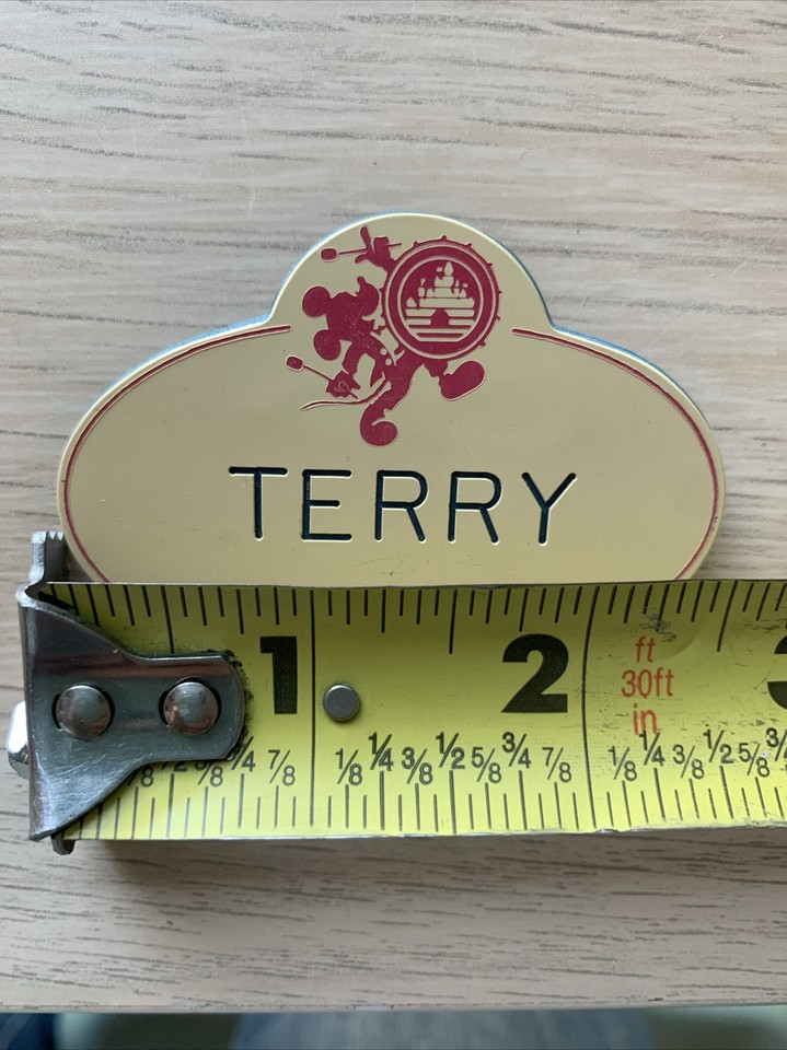 1986 DISNEYLAND EMPLOYEE NAME TAG BADGE "Terry" pin vintage Mickey ...