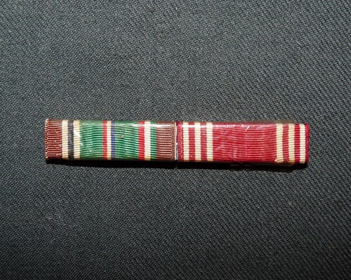 Original WW2 US Army Veteran Two-Ribbon Rack w/short pin fastener ...