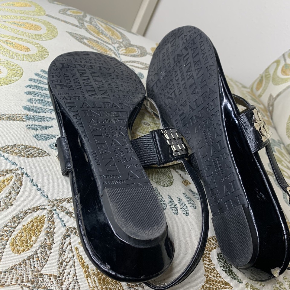 Alfani Womens sz 9 Black & Silver Studded Thong Sandals Shoes | eBay