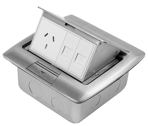 ECD Floor/Desk Pop Up Box with Auto Switch GPO & 2 Keystone Data Mounts ...