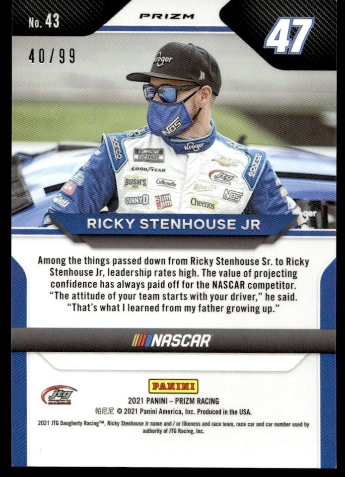2021 Panini Prizm Nascar Carolina Blue Ricky Stenhouse Jr /99 #43 | eBay