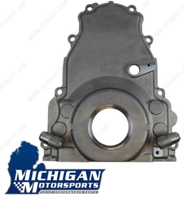 Gen 4 LS Timing Cover with Dual -10an Turbo Oil Drain Bungs LS3 LC9 ICT ...