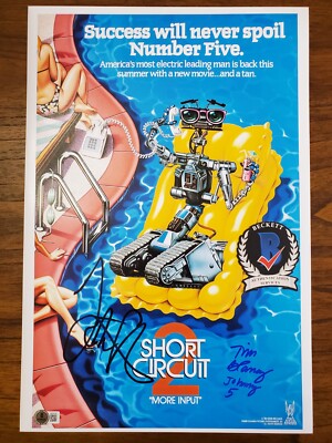 FISHER STEVENS TIM BLANEY SIGNED SHORT CIRCUIT 2 12X18 PHOTO BECKETT ...