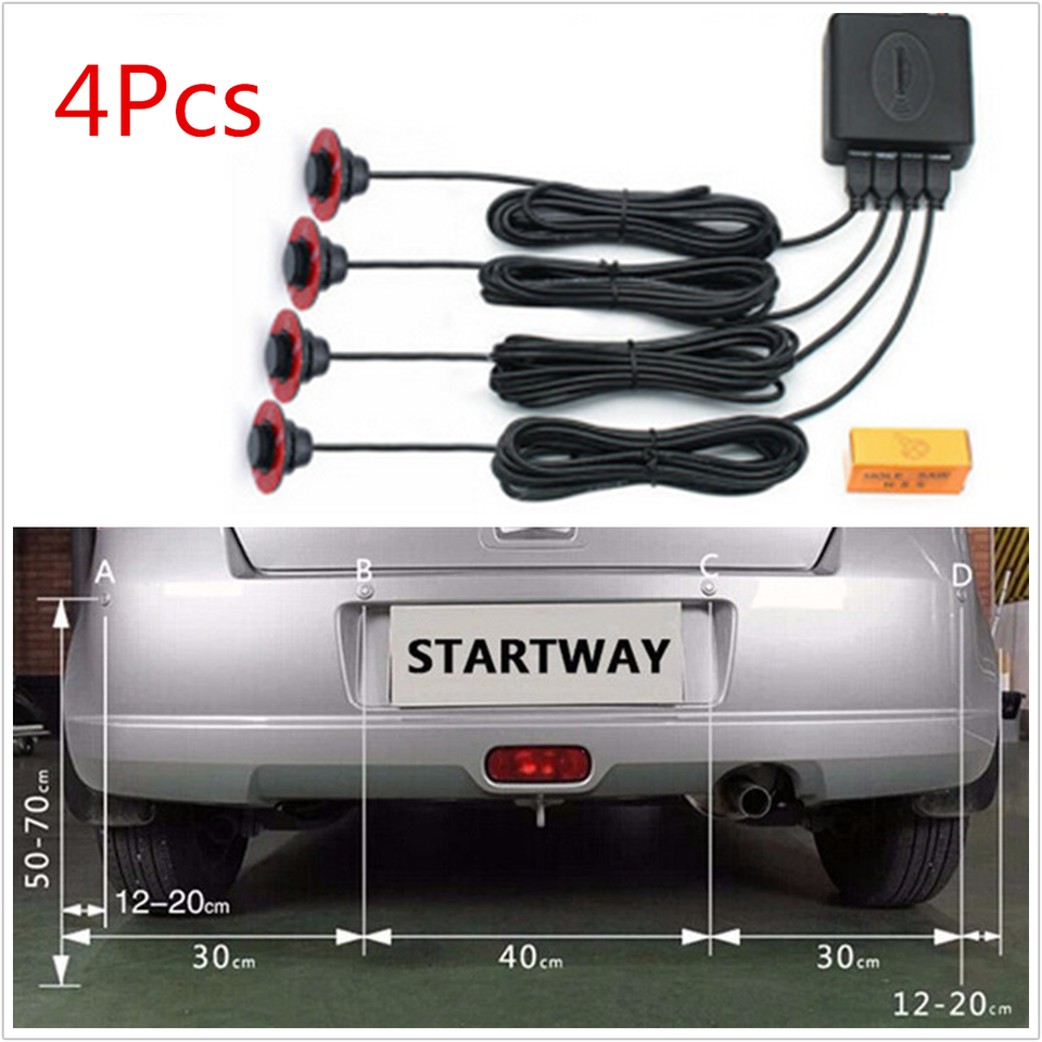 4pcs Adjustable Flat Sensors Car Parking Sensor Reverse Backup Radar ...