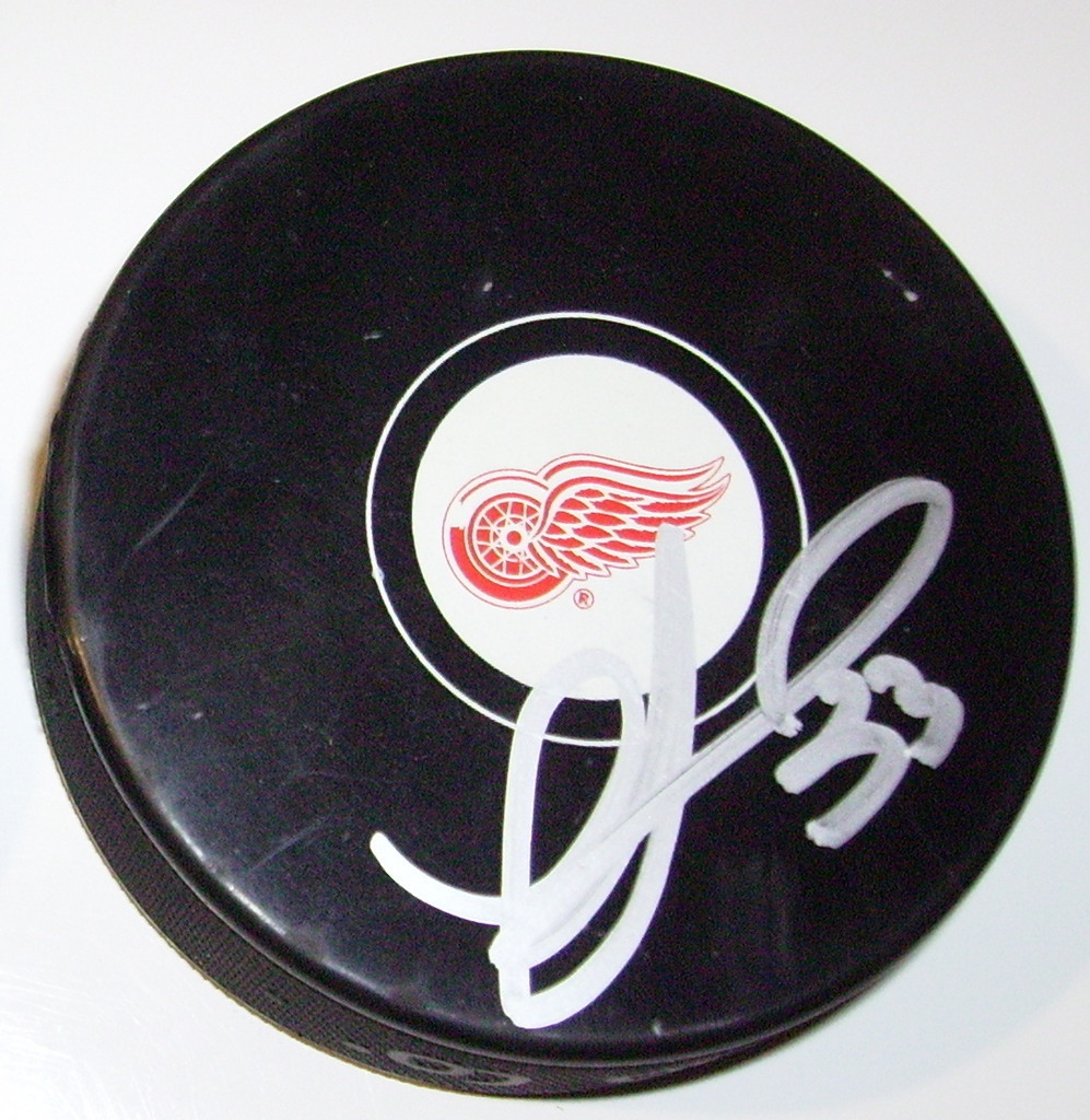 YVES RACINE DETROIT RED WINGS SIGNED HOCKEY PUCK w/ COA | eBay