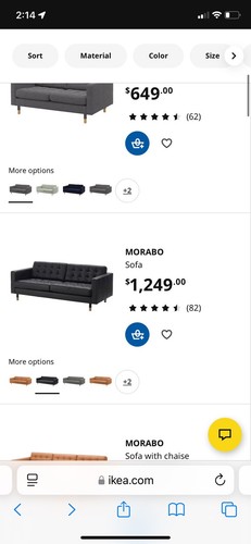IKEA Furniture: Morabo Sofa, Grann/Bomstad Black/Metal Legs | eBay