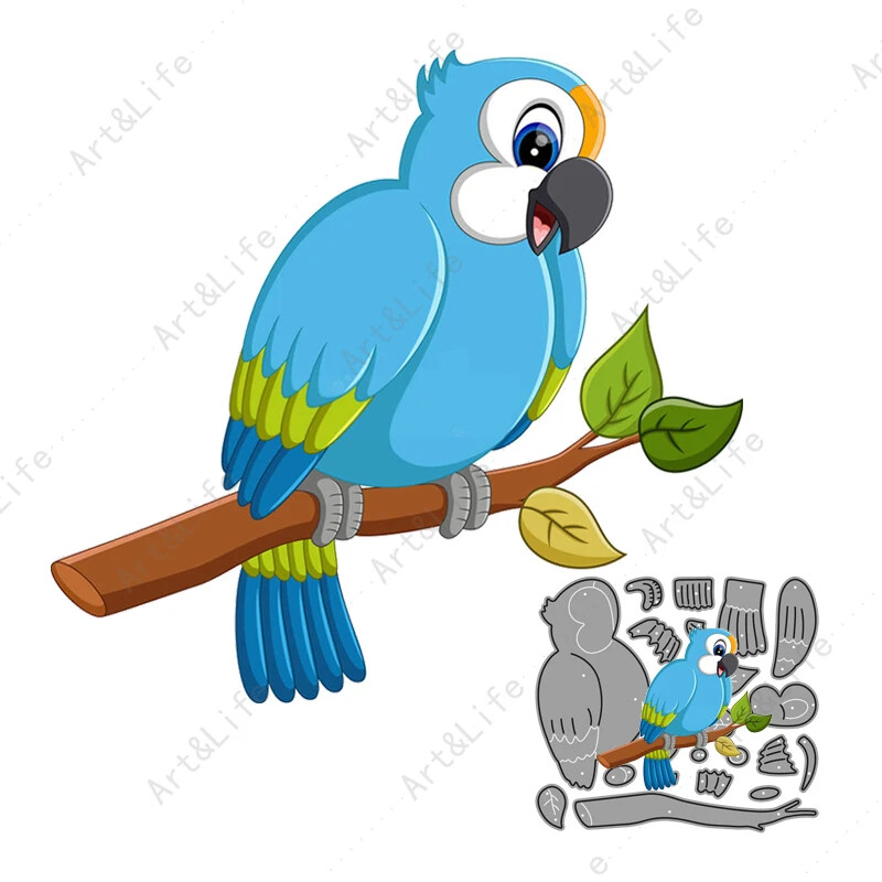 Macaw Parrots Birds Perched Branch Metal Cutting Dies Scrapbooking Card ...