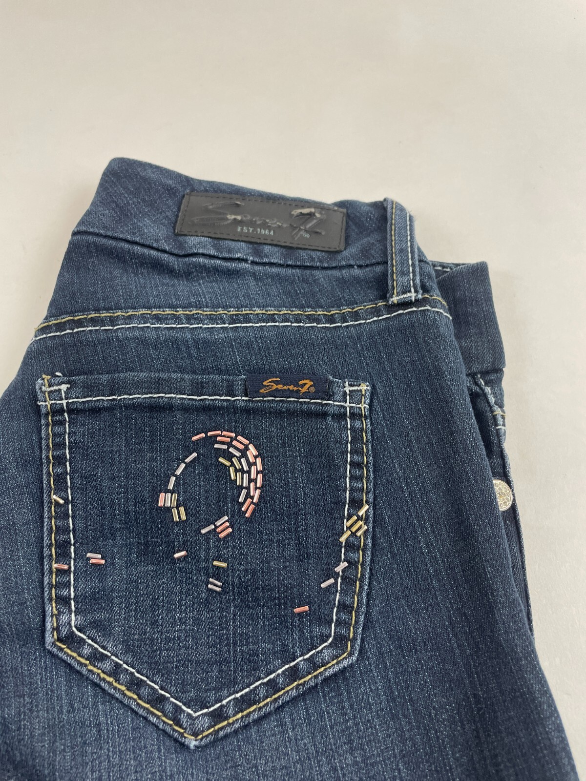 Seven7 Jeans Women's Size 25 Blue Denim Pants Boot Cut Low Rise *Hemmed ...