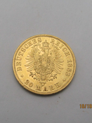 1883, 20 German Mark Wilhelm Deutsch's Reich Gold Coin, Dutch. J623 | eBay