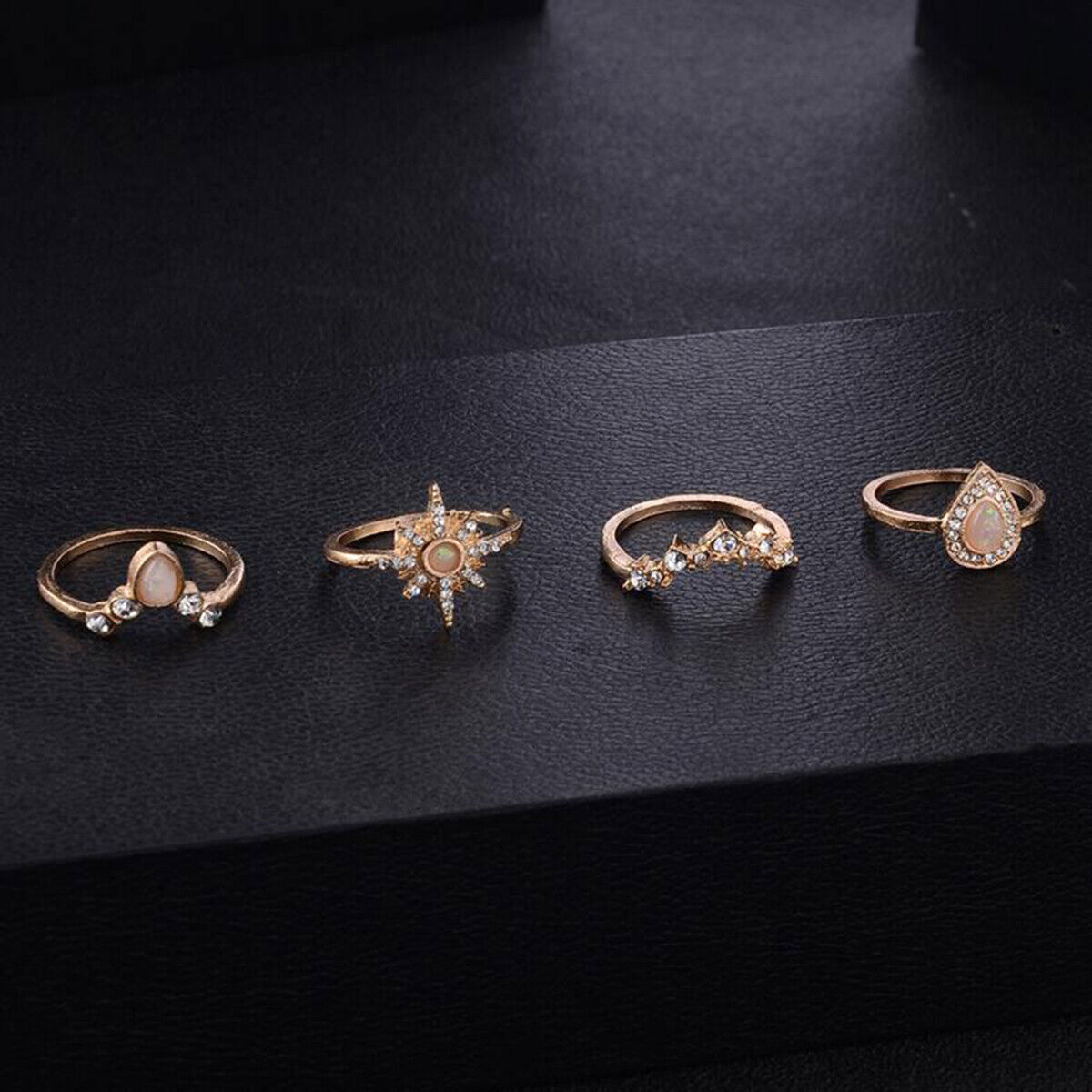 New 10Pcs/Set Boho Opal Finger Ring Rhinestone Knuckle Rings Set ...