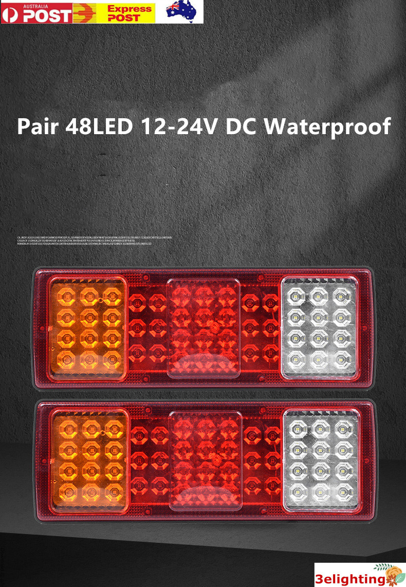 2X 48 LED Tail Lights Trailer Ute Caravan Truck Stop Indicator rear ...
