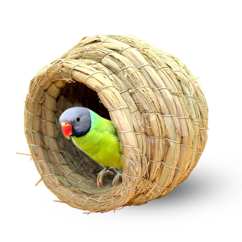 Parrot Bird Nest Natural Straw Cage Nest Hanging Swing Cages Toy Pet ...