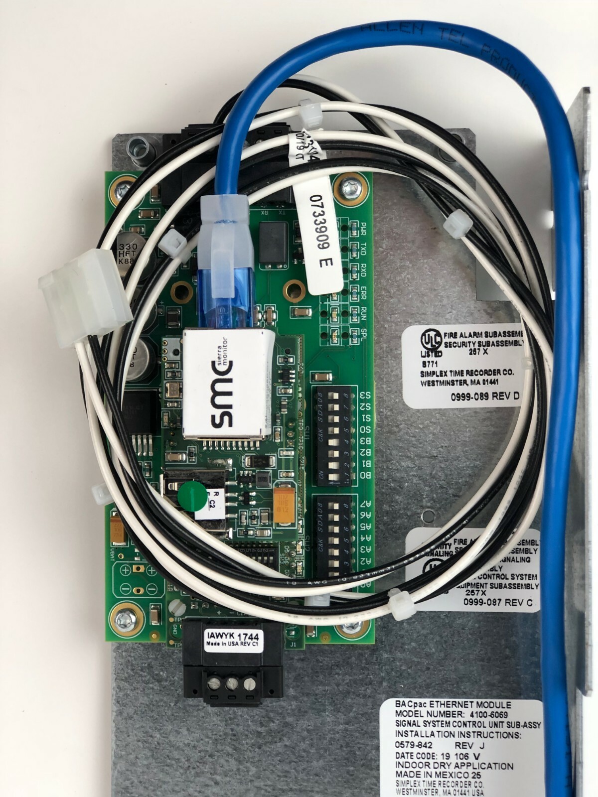 (NEW) SIMPLEX 4100-6069 BACPAC ETHERNET MODULE SUPPLEMENTARY COM ...