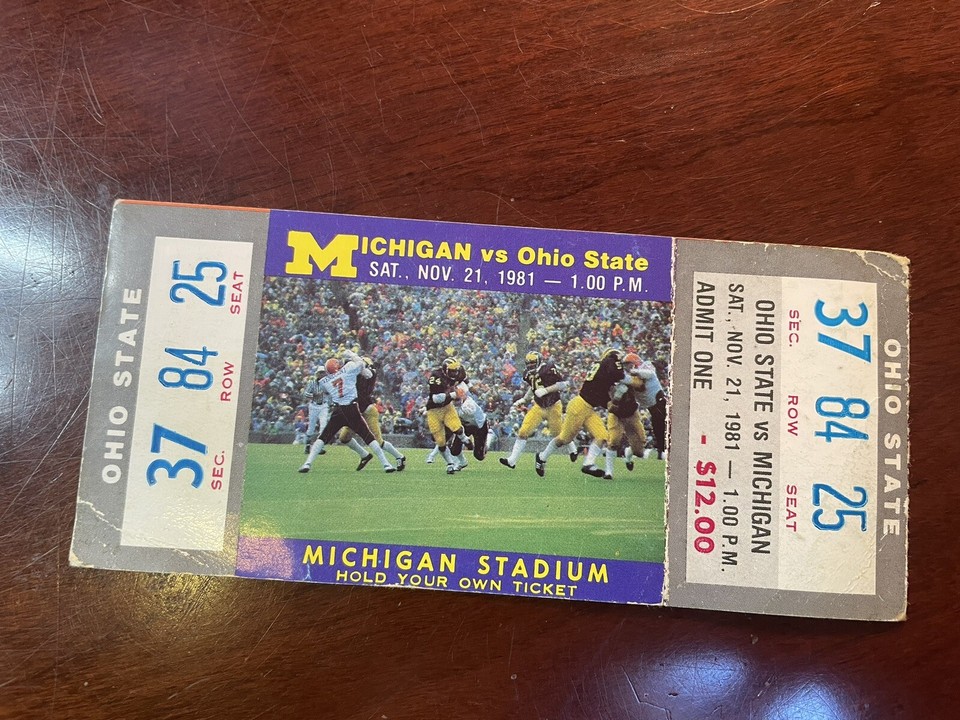 1981 MICHIGAN VS OHIO STATE FULL UNUSED FOOTBALL TICKET | eBay
