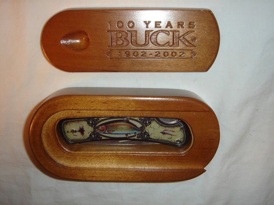 Buck 2002 Centennial Commemorative Lockback Pocket Knife W/Wooden ...