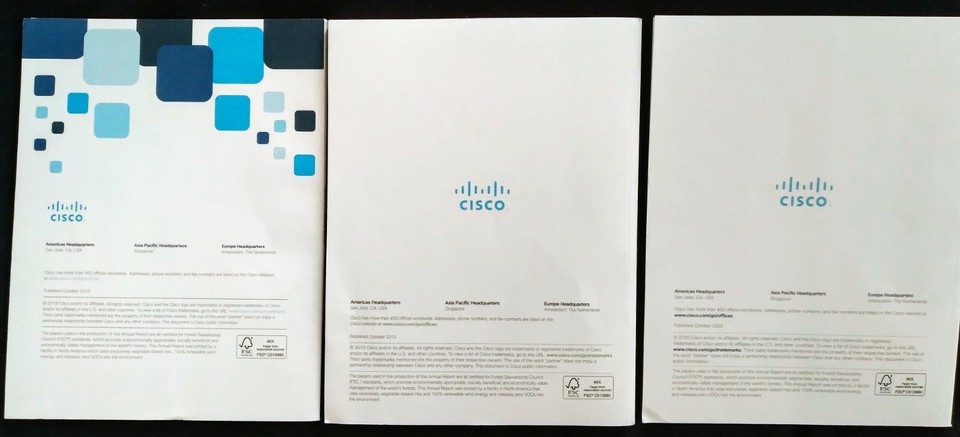 Cisco Fiscal Year 2018, 2019 & 2020 Form 10-K & Annual Financial ...