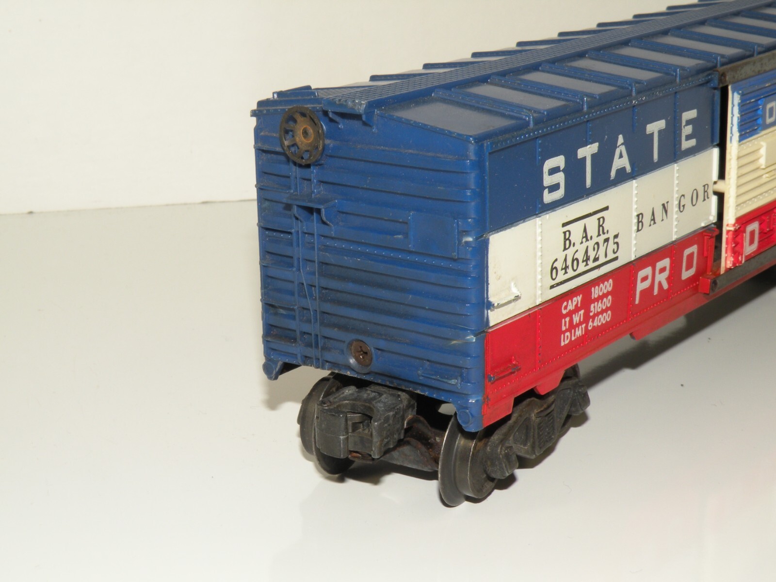 Lionel PW 6464-275 State of Maine BAR red/white/blue Boxcar 1955-57,59 ...