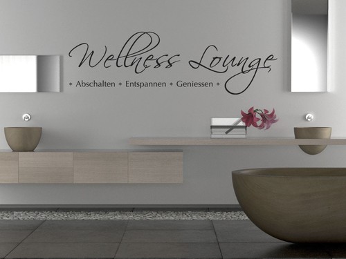 S156 Wandtattoo Spruch "WELLNESS LOUNGE" Bad WC Spa Entspannen ...