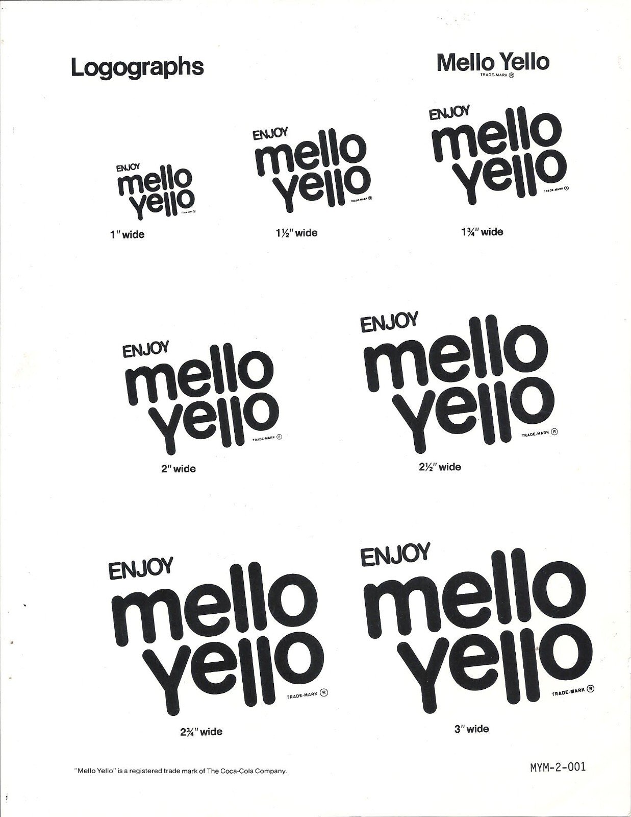 Enjoy Mello Yello Logographs for Print Ads 8 Diff sizes | eBay