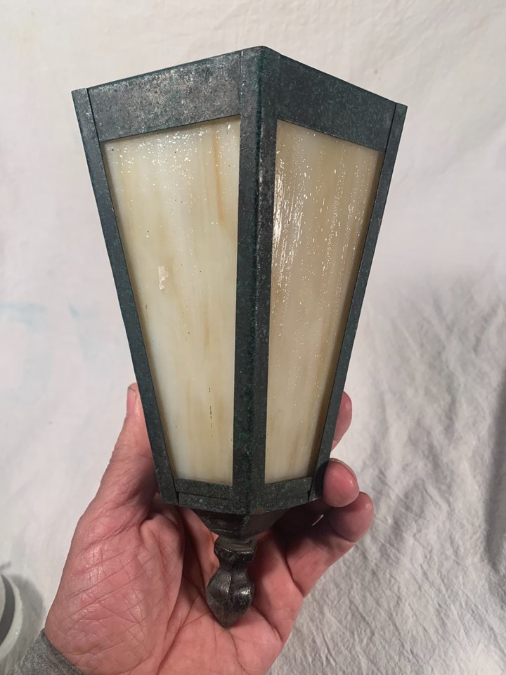 Vintage Amber Slag glass 6 Panels Mission-Arts & Craft Lamp Shade 6&3/4 ...