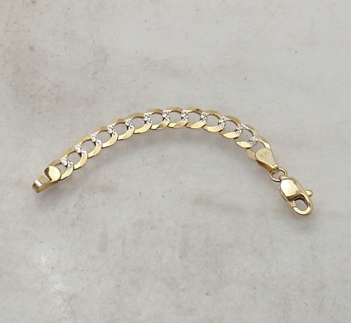 4.7mm Solid Diamond Cut Curb Chain Necklace Extender REAL 14K Yellow ...