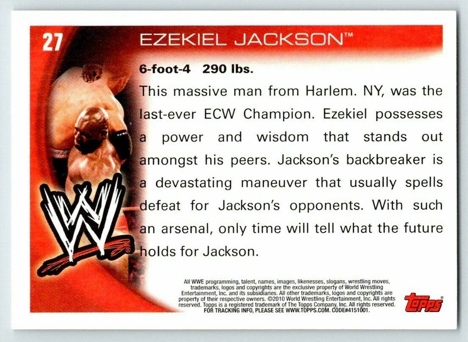 EZEKIEL JACKSON WWE RAW 2010 Topps Trading Card WWF Wrestling B90 | eBay