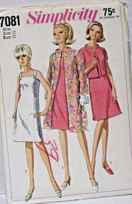 1967 Simplicity Pattern 7081 Misses Dress Coat & Jacket Size 12 Buat 32" pc's 3 | eBay