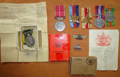 WW2 BRITISH EMPIRE MEDAL TERRITORIAL MEDAL ITALY STAR PAPERWORK ETC ...