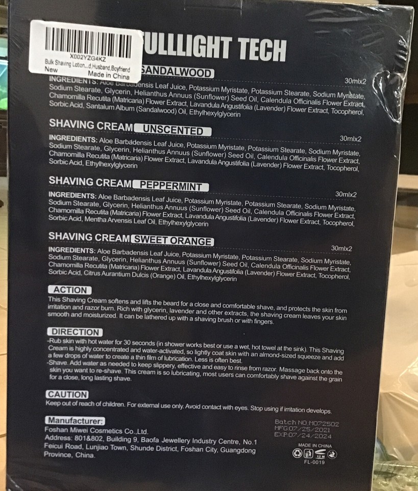 Fulllight Tech Shaving Cream Kit Sandalwood,unscented,Peppermint, Sweet ...