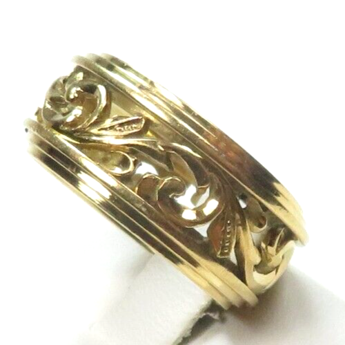 Antique 1920's JS 17K Yellow Gold Wedding Band Ring Size 5 UK-J1/2 7 ...